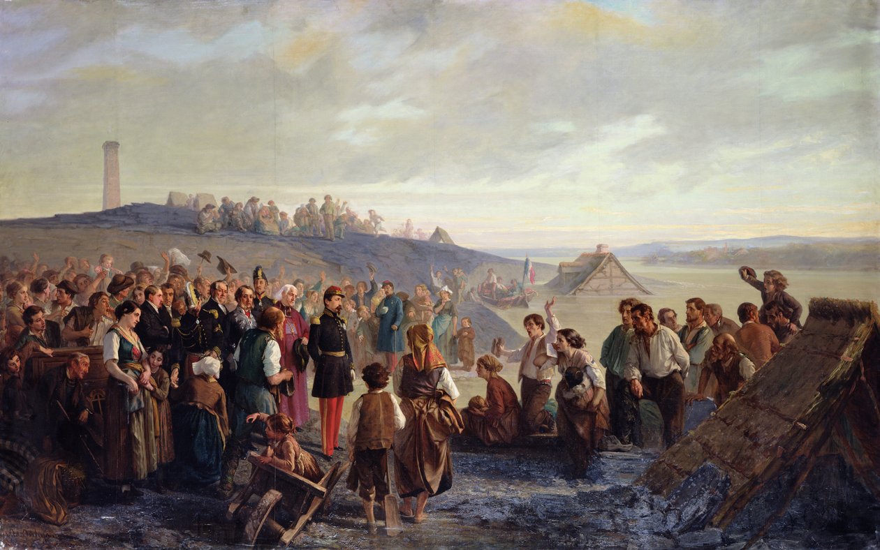 Napoleon III visiting the slate quarries of Angers, 1856